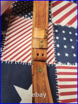 leather rifle sling » Vintage Kassnar Japan Tooled Rifle Sling W Swivels