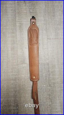 leather rifle sling » Vintage Padded Leather Rifle Sling Eagle