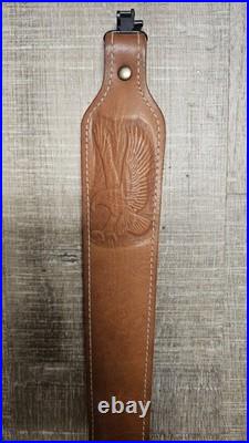 leather rifle sling » Vintage Padded Leather Rifle Sling Eagle